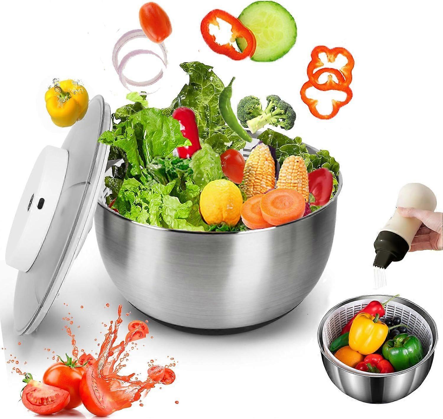 Salad Spinner Stainless Steel Automatic Salad Spinner Wireless Electric ...