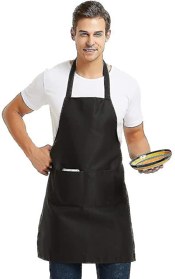 12pcs Plain Bib Aprons With 2 Pockets Unisex Commercial Apron Bulk ...