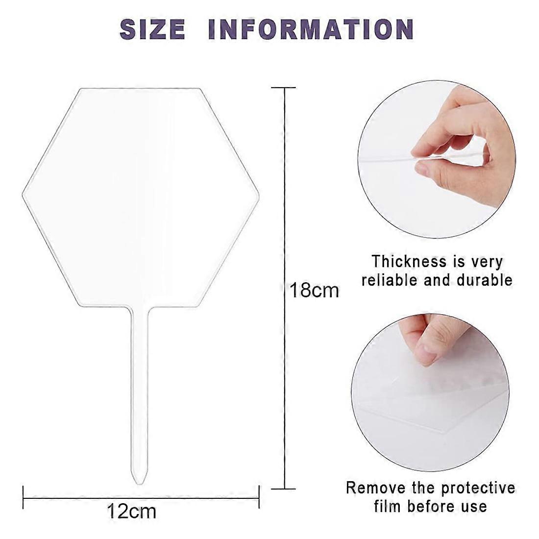 Acrylic Cake Toppers, 15Pcs Clear Blank Acrylic Cake Topper Hexagon DIY ...
