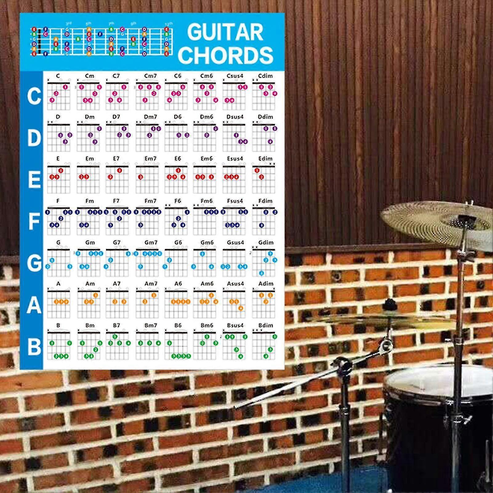 Chords Chart Clear Characters Comprehensive Art Paper Guitar Music ...