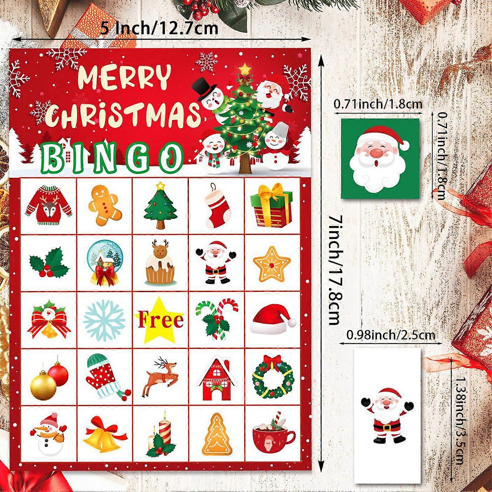 Christmas Bingo Game Cards Set Reusable Festive Holiday Bingo Cards ...