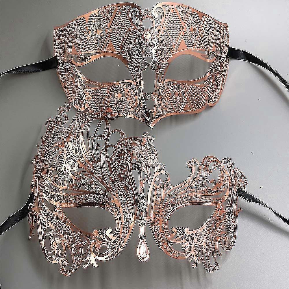 Black Silver Gold Metal Filigree Laser Cut Couple Venetian Party Mask ...
