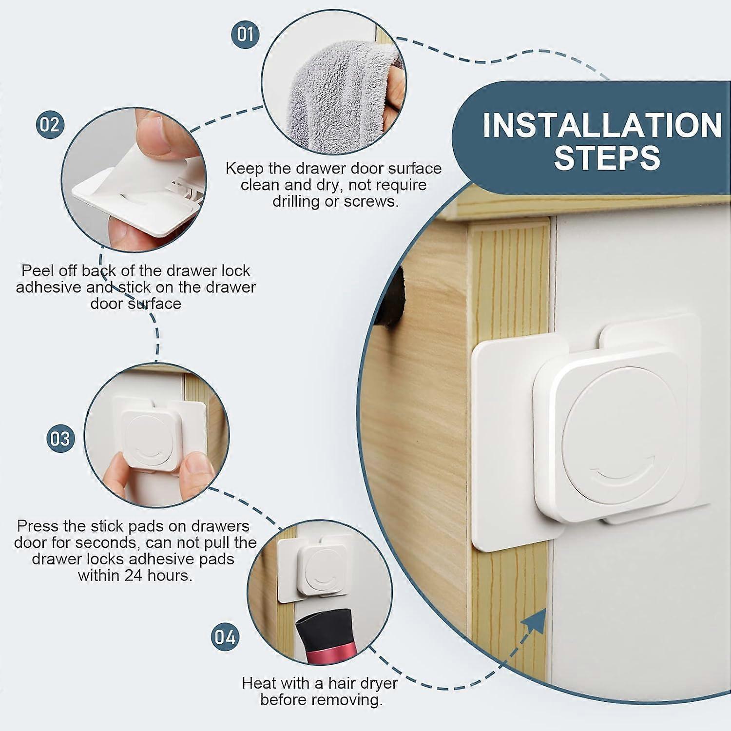 Child Safety Locks, 10Pcs Child Safety Cupboard Door Strap Locks, Baby ...