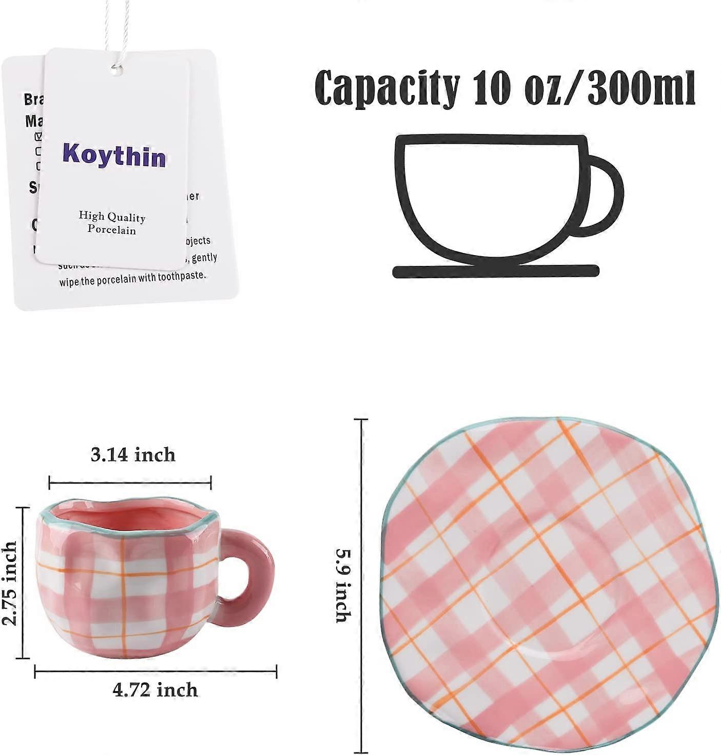 Ceramic Coffee Mug, Cute Pink Cup for Women with Saucer for Office and ...