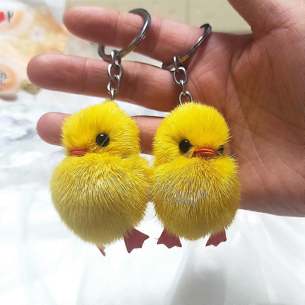 5 Pcs/Set Furry Yellow Duck Key Ring Fluff Soft Chick Keychains Nice ...