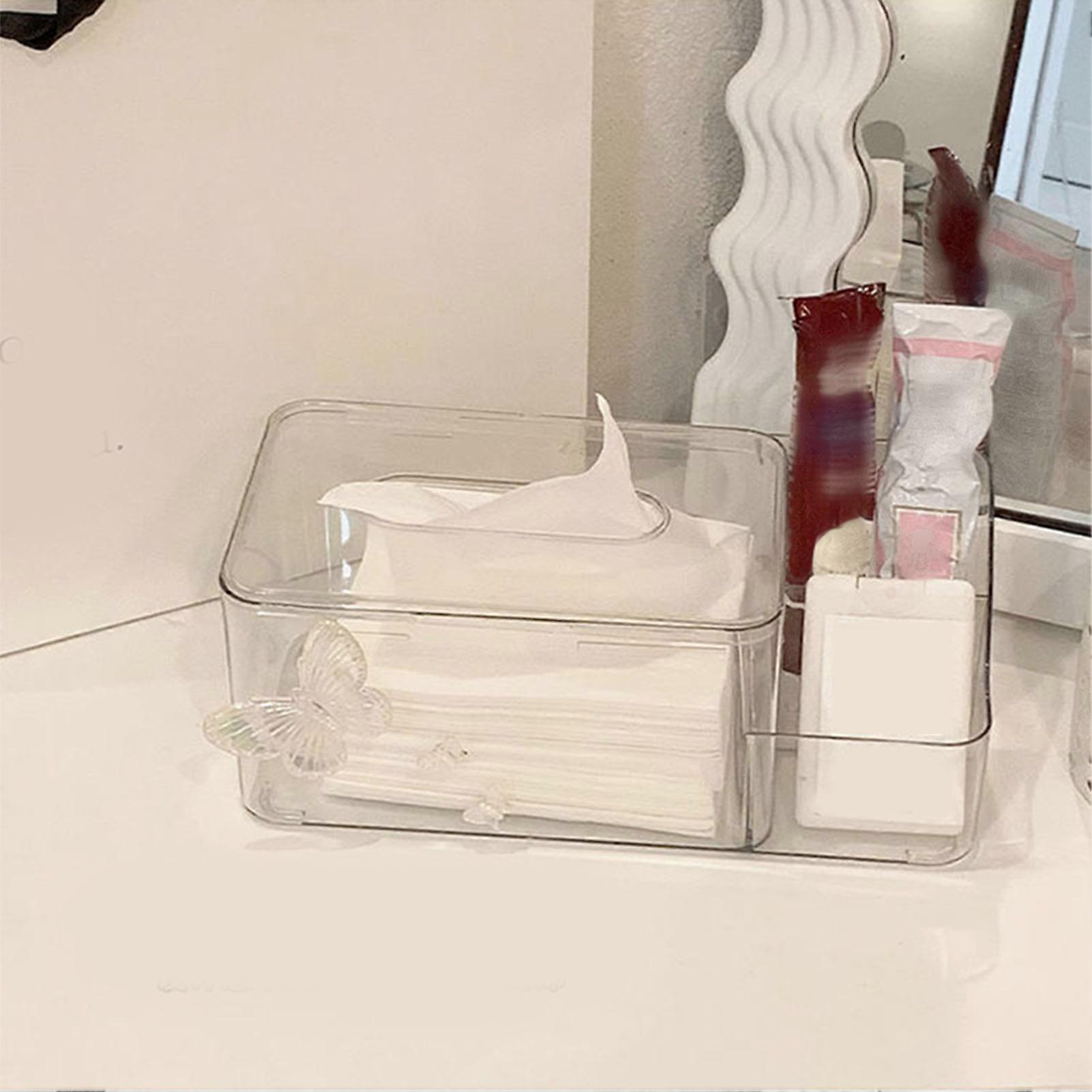 Transparent Tissue Box Multifunctional Table Tissue Box with Side ...