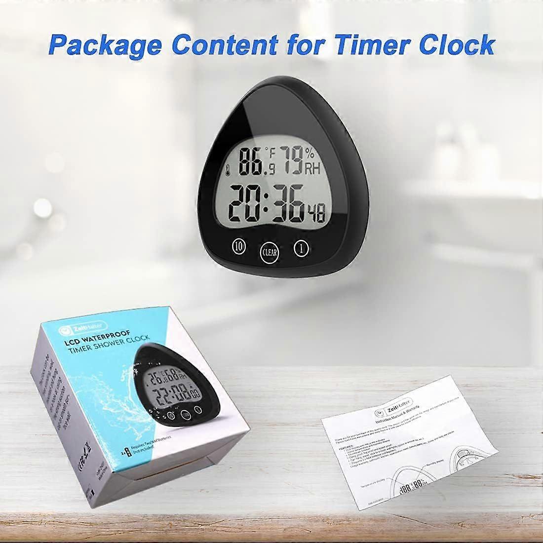 Digital Bathroom Shower Kitchen Clock Timer with Alarm, Waterproof for ...