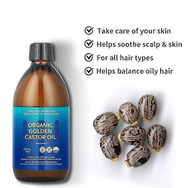 Organic Golden Castor Oil | 100% Pure for Hair, Skin, Nails, Brows & Lashes | Hexane-Free ...