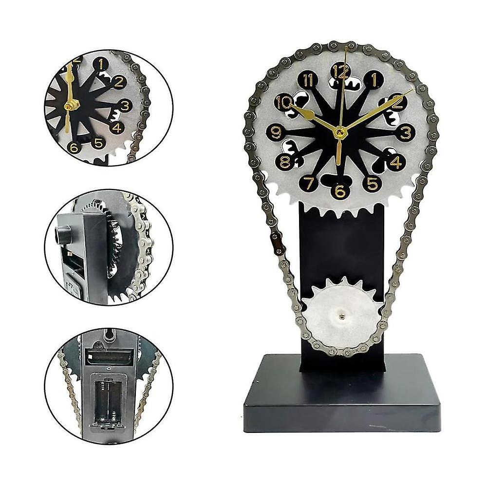 Rotating Gear Clock Desk Clock Table, Vintage Rotating Gear Clock ...