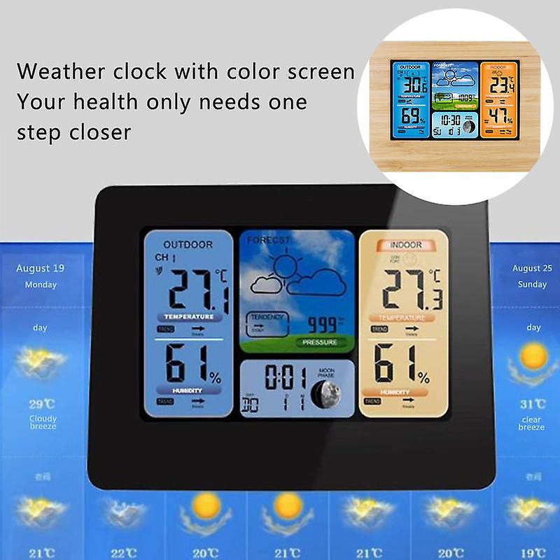 Wall desk alarm clock weather station digital thermometer hygrometer ...