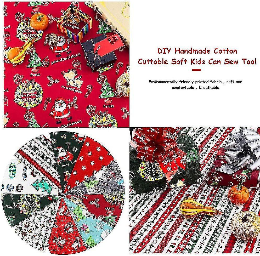10 Pieces Christmas Cotton Fabric Christmas Printed Cotton Fabric ...