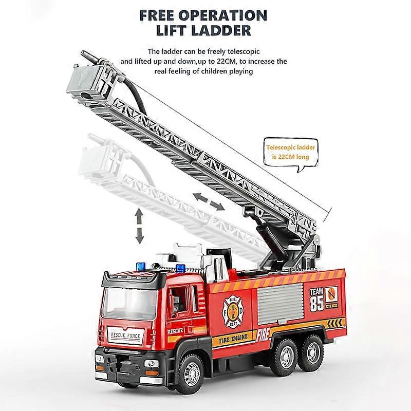 Alloy Ladder Truck Model for Kids and Adult Fire Engine Pull Back Car ...