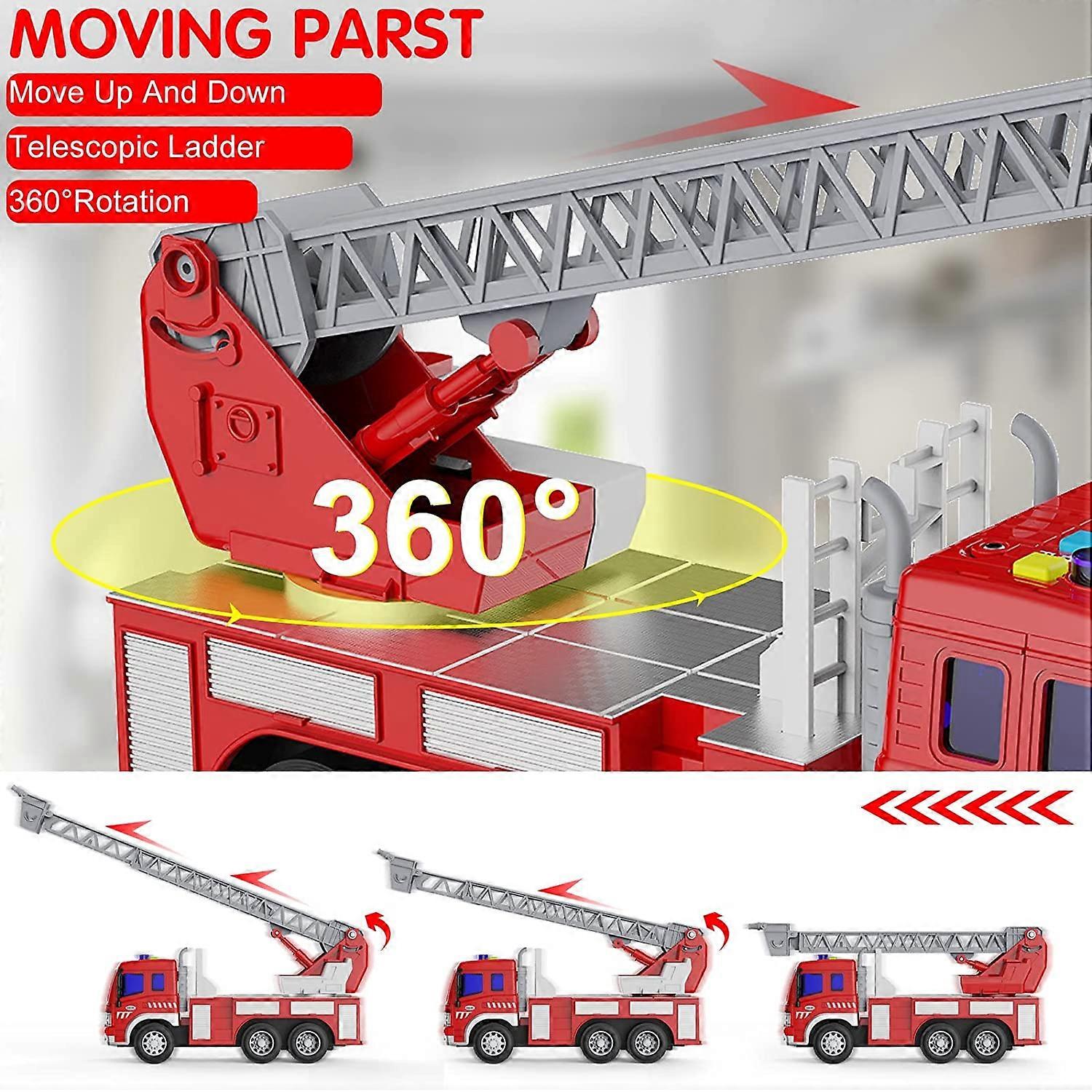 Fire Truck,Fire Truck Toy with Rotating Ladder with Sound and Light ...