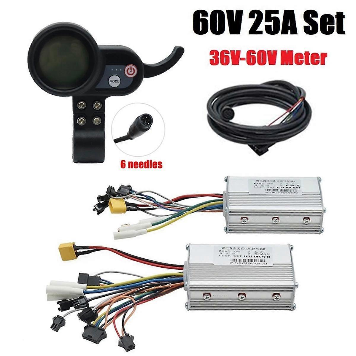 60V 25A Brushless Controller Dual Motor+36V-60V LCD Display Dashboard ...