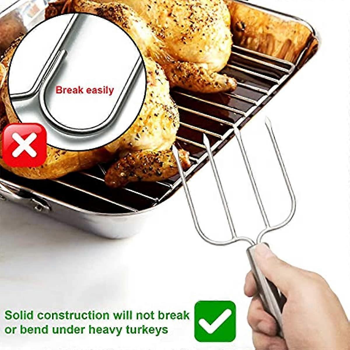 Stainless Steel Turkey & Roast Lifters Set of 2 - Turkey and Poultry ...