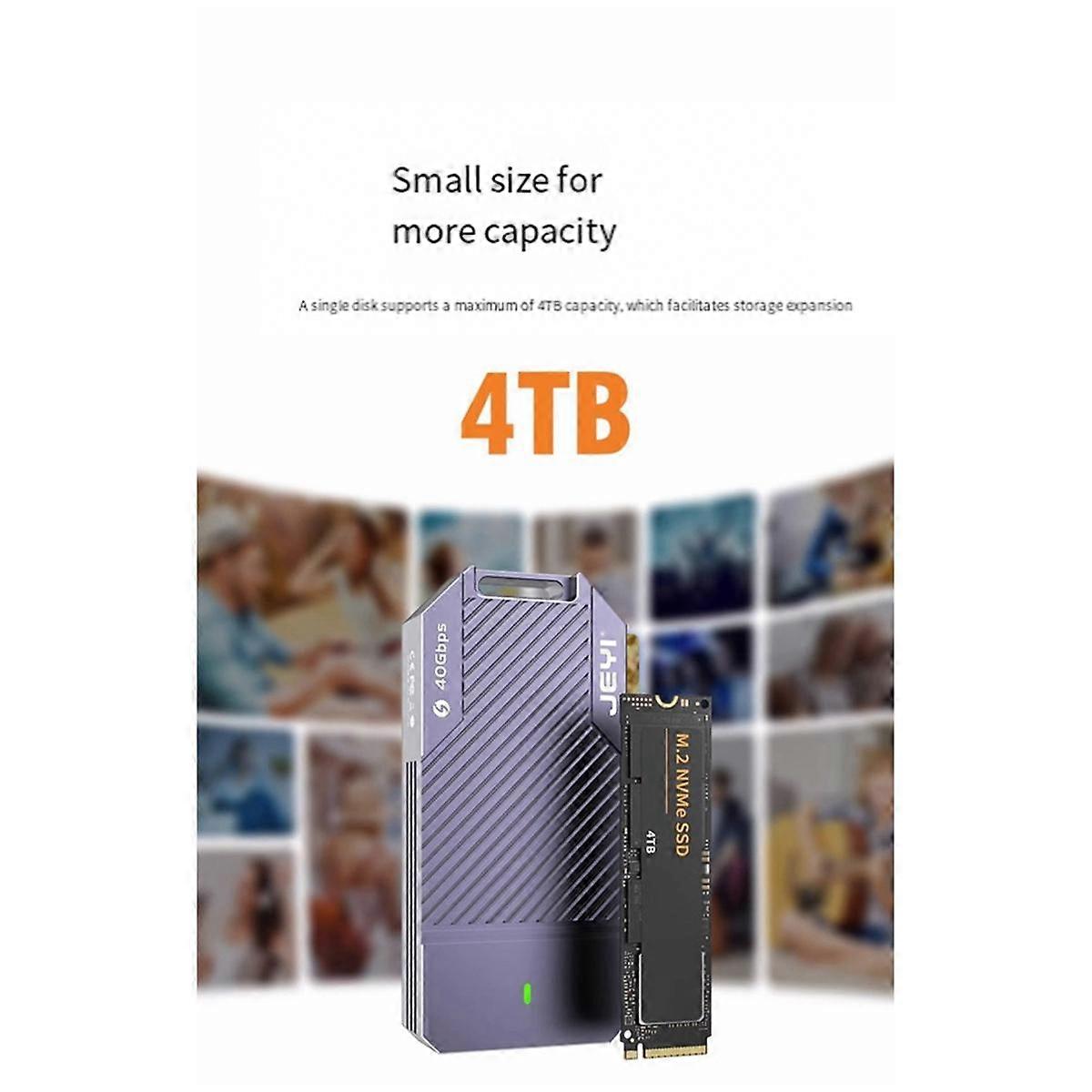 JEYI NVMe SSD Box Enclosure USB4.0 40Gbps Aluminum M.2 Enclosure ...