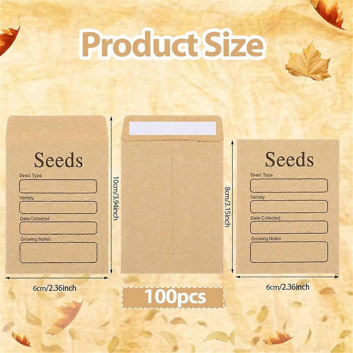 100 Pcs Seed Envelopes 3.54 x 2.36 Inch Brown Kraft Paper Seed Packets ...