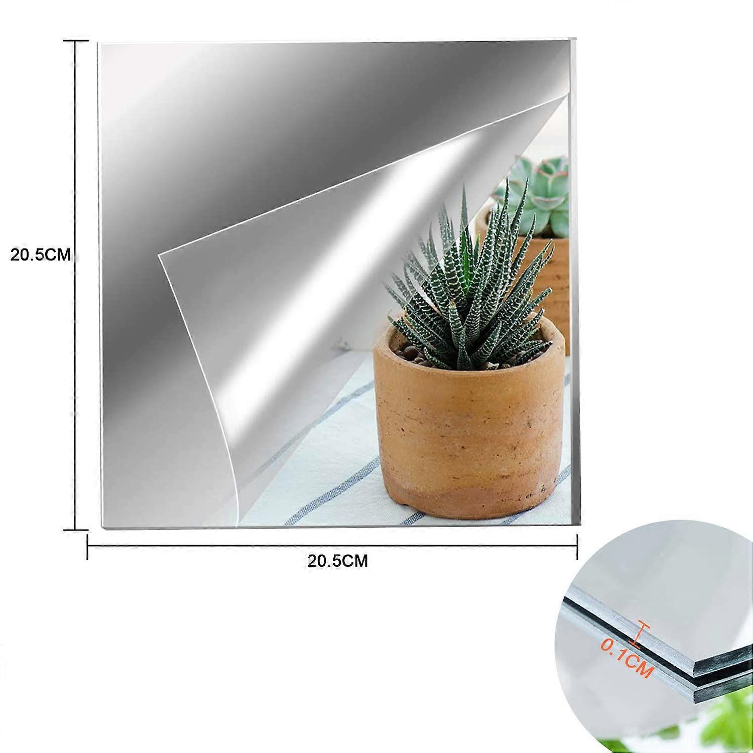 Self-adhesive Wall Mirrors 8 Pieces HD Frameless Square Mirrors for ...