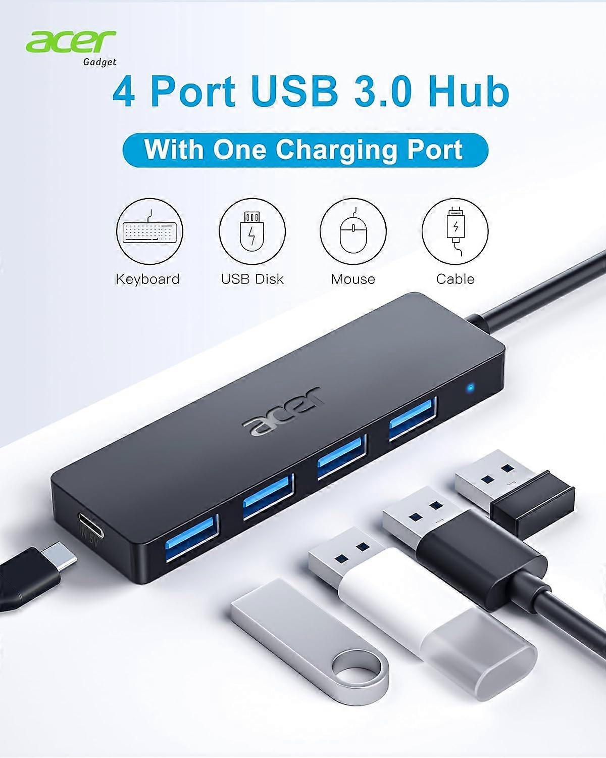 USB Hub, 4 Ports Multiple USB 3.0 Hub, USB Data Hub for Laptop with USB C Power Port, USB ...