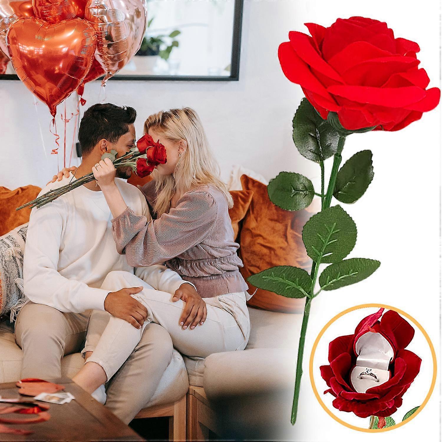 Red Rose Ring Box Jewelry Box Case Versatile Use Realistic Design ...