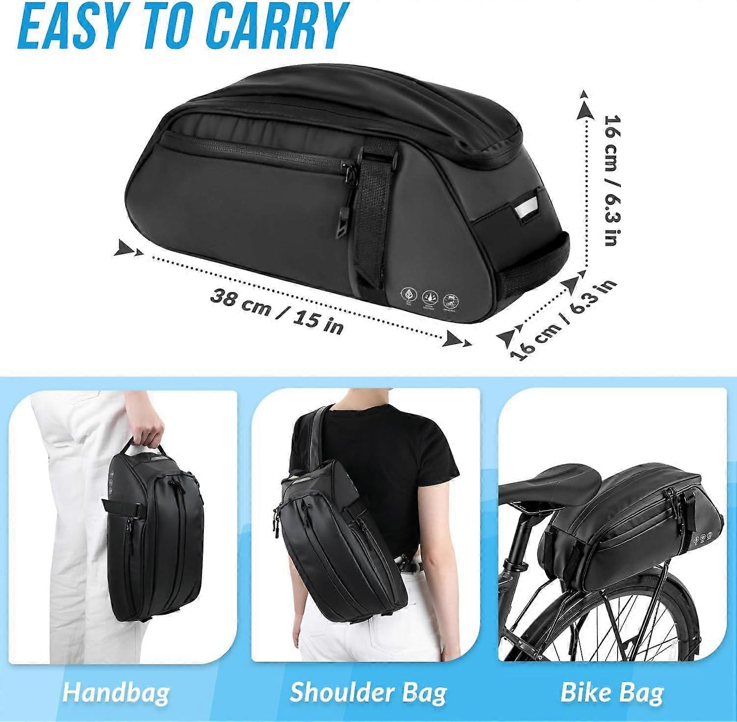 Reflective Rear Rack Bag, Water Resistant Bike Saddle Panniers for ...