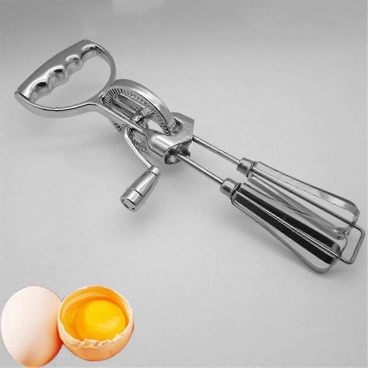 Hand Crank ,Handheld Double Head Stainless Steel Rotary Hand Whip Whisk ...