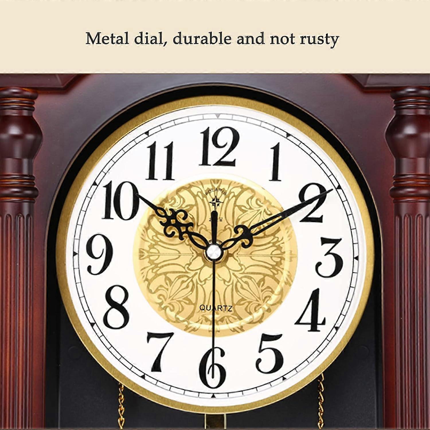 Wall Clocks Grandfather Wood Wall Clock with Chime Pendulum Wood ...