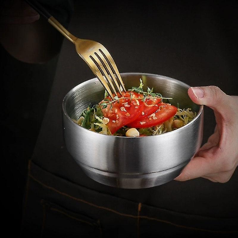 Bowls 304 Korean Stainless Steel Double Rice Bowl With Lid Soup Bowl ...