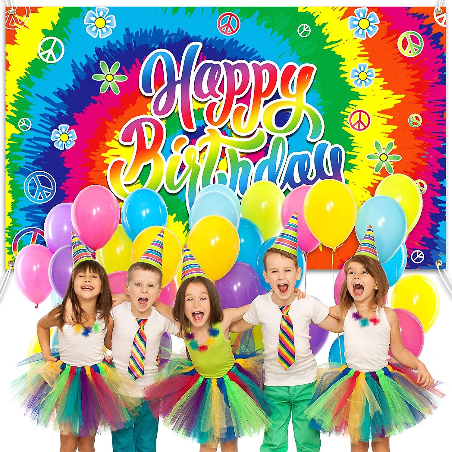 Tie Dye Birthday Banner 60's Theme Happy Birthday Backdrop?hippie ...