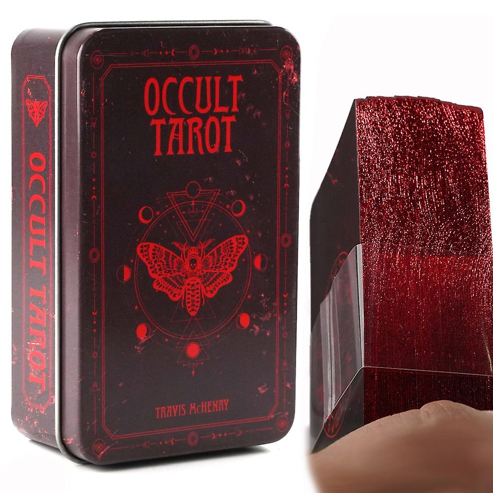 Occult tarot in a tin metal box gold-plated edge hot sell tarot cards ...