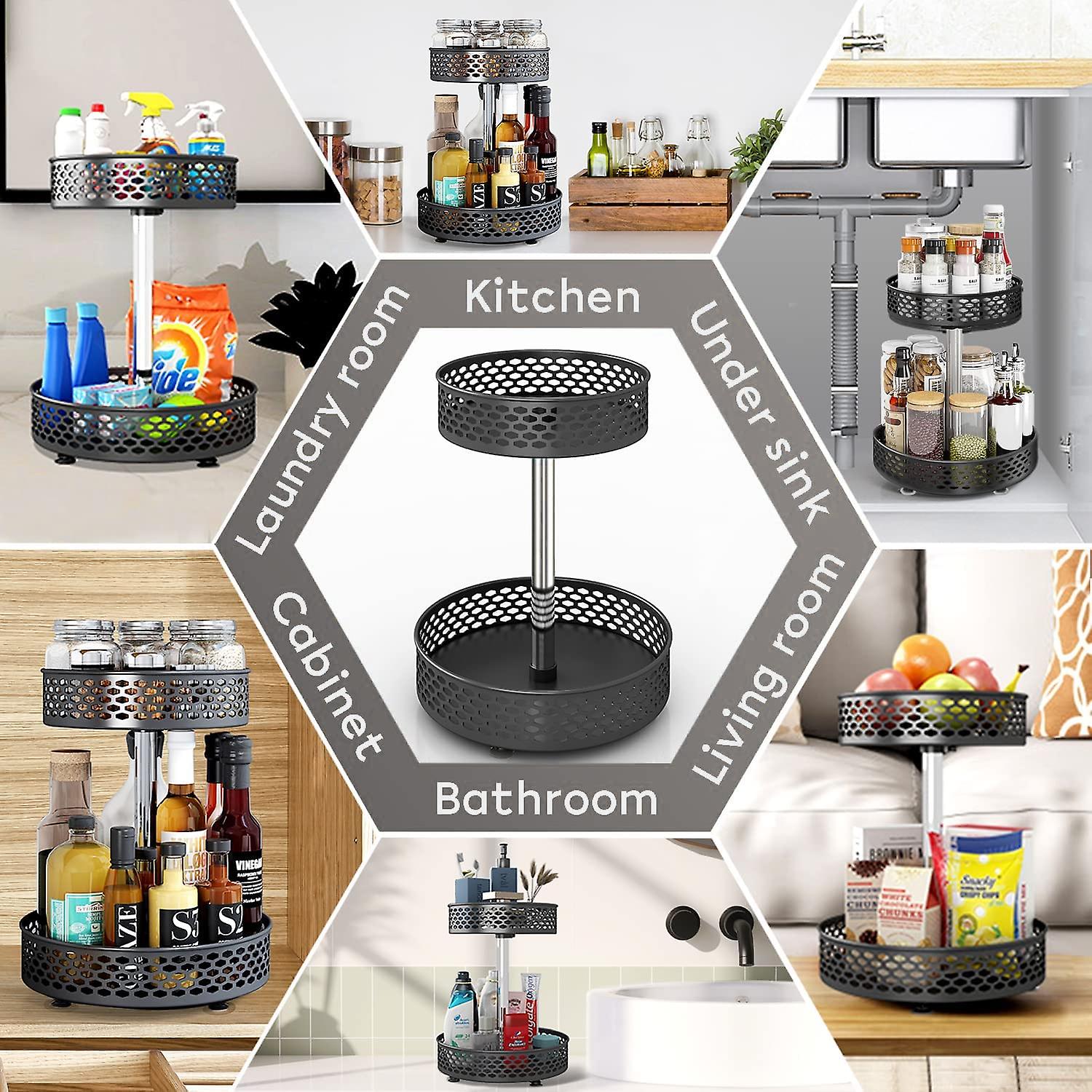 360° Rotating Spice Rack, Black Rotating Spice Rack, 360° Rotating ...