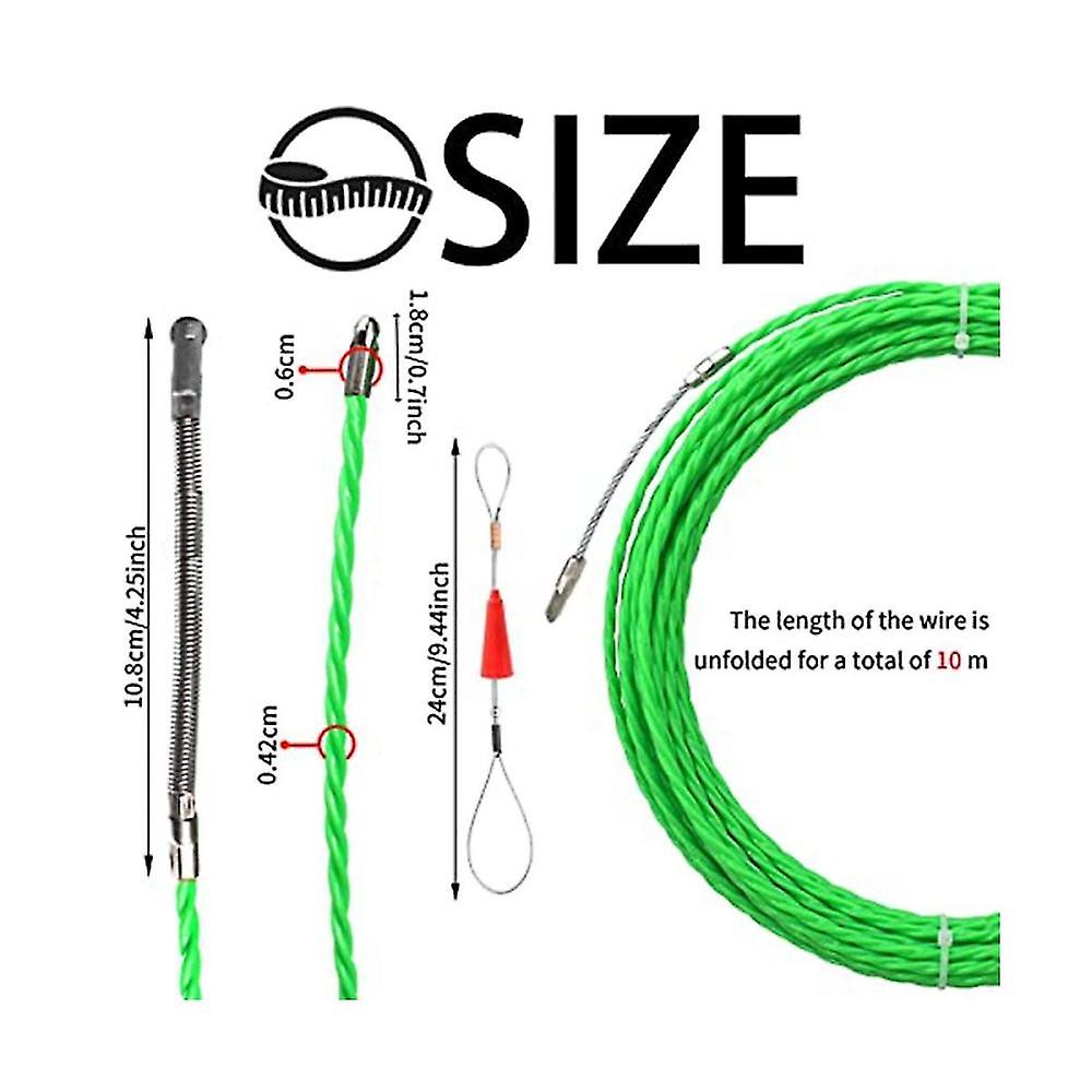 10m 33ft Fish Tape Cable Puller Kit 4.5mm Pet Electrical Cable Puller ...