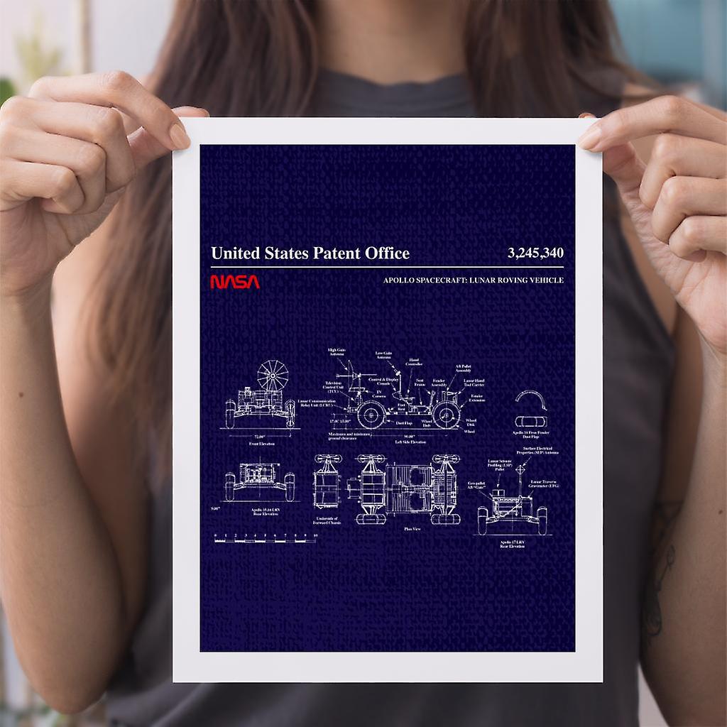 NASA Apollo Lunar Rover Blueprint A4 Print | Fruugo UK