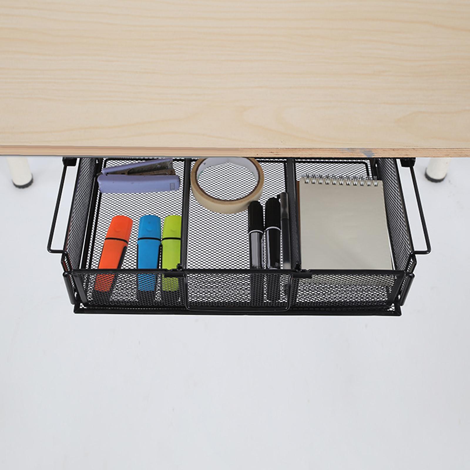 Under Desk Drawer Basket Under Table Storage Shelf Space Saving Tray ...