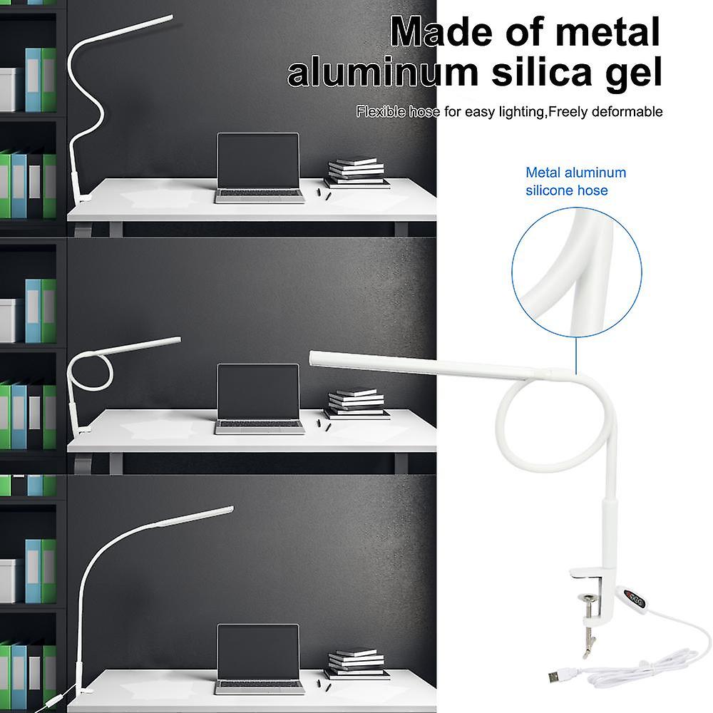 Lang arm bordlampe klips kontor ledet bordlampe usb øyebeskyttet lampe ...