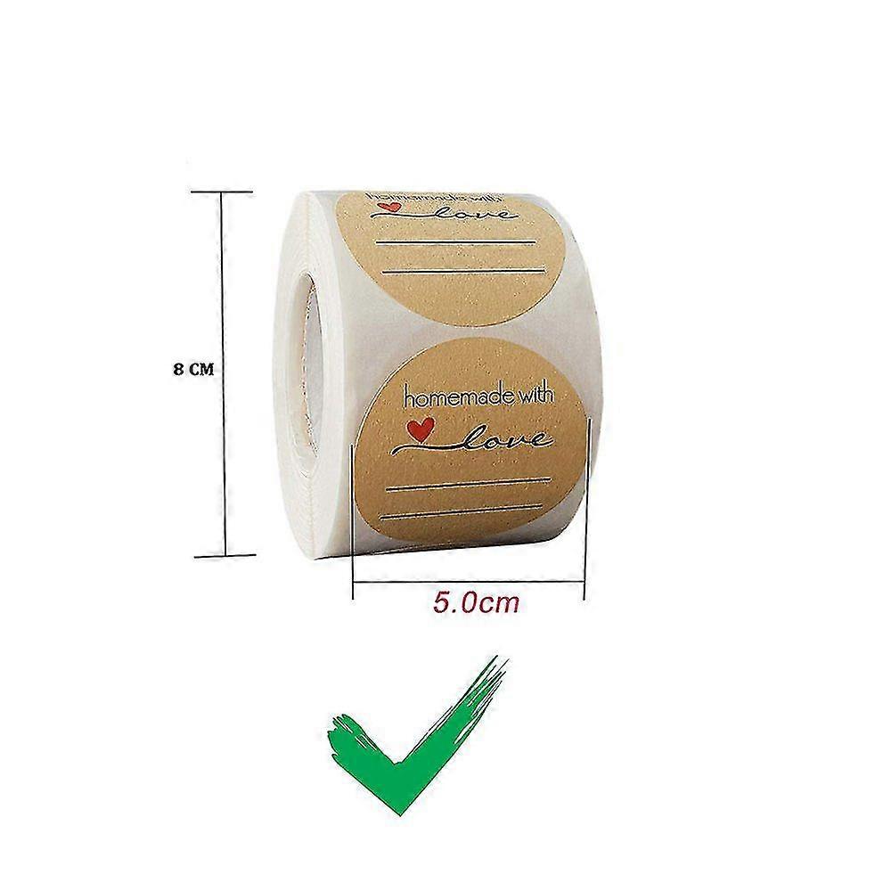 Pack Of 500 Kraft Paper Stickers 5cm Sticker Labels Round Self Adhesive ...