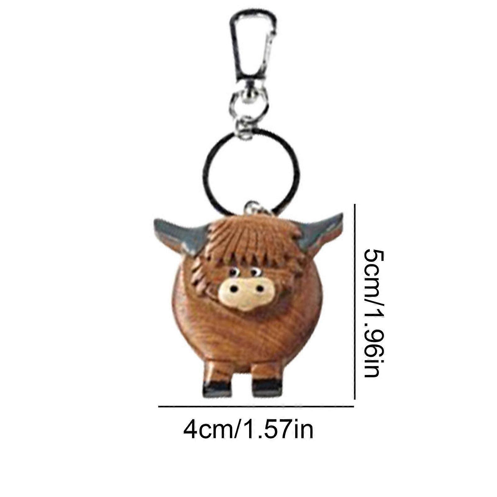 Wooden Highland Cow Keyring Hand-painted Wooden Keychain Vintage DIY ...