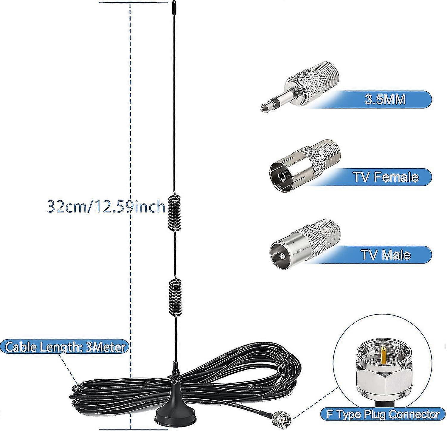 Fm Antenna Magnetic Base Fm Radio Antenna For Pioneer Onkyo Yamaha ...