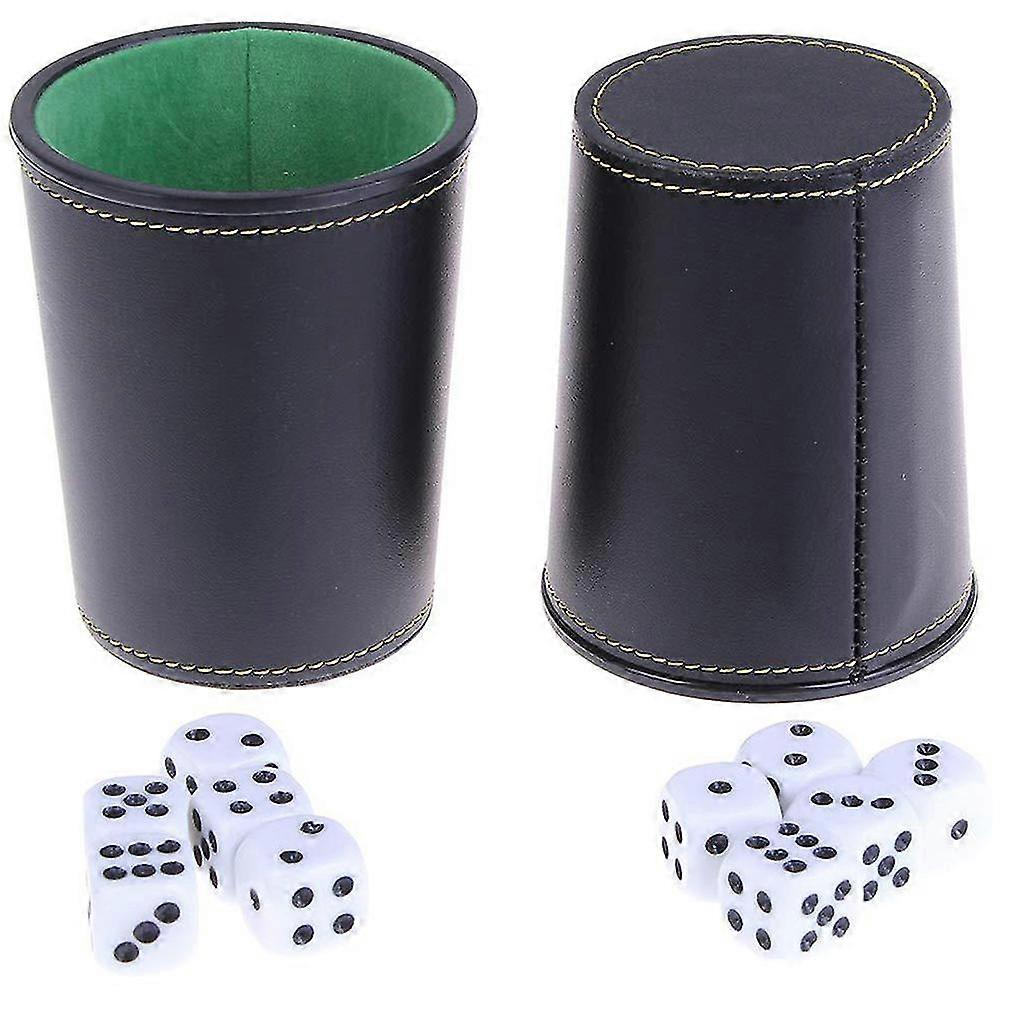 Leather Dice Cup Set Felt Lining Quiet Shaker for Farkle Yaht-zee Games ...