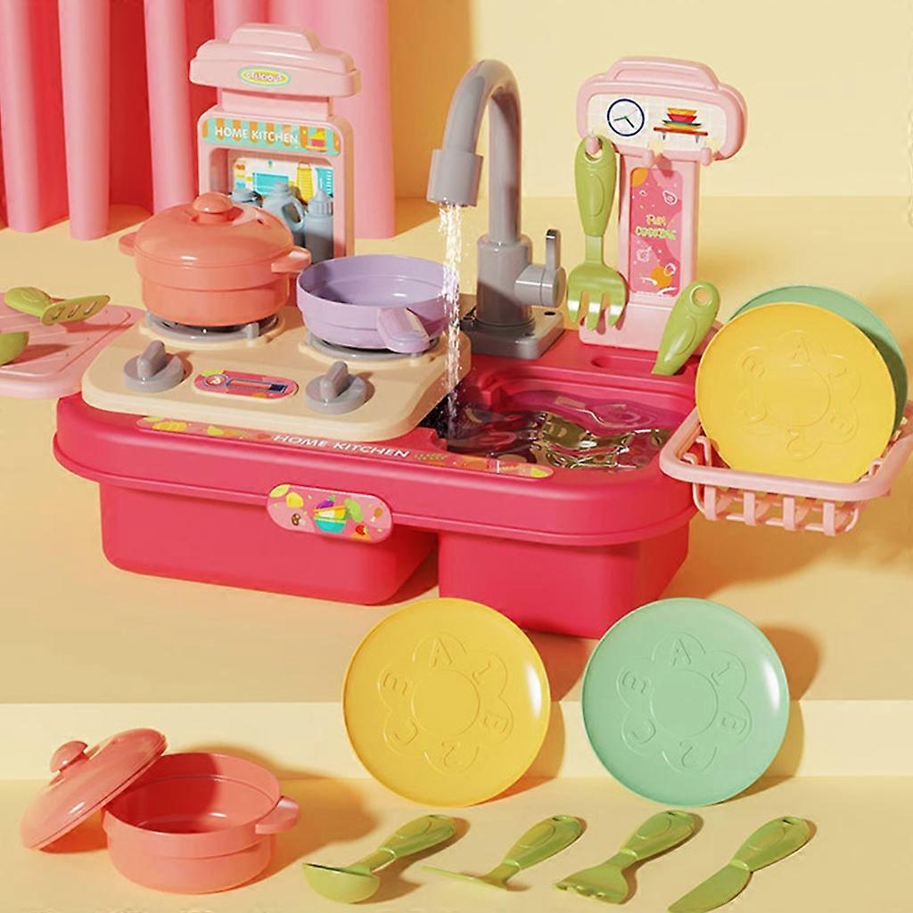 Kitchen Sink Toy Set Pretend Sink Playset Toy with Running Water Real ...