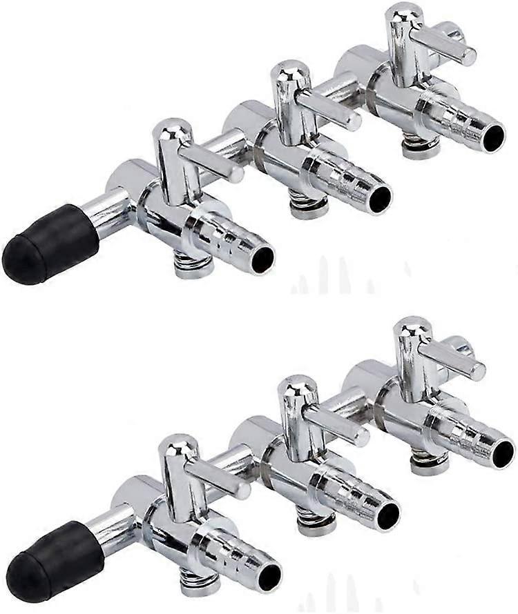 2pcs 3-Way Aquarium Chrome Metal Row Manifold Air Line Control Valve ...