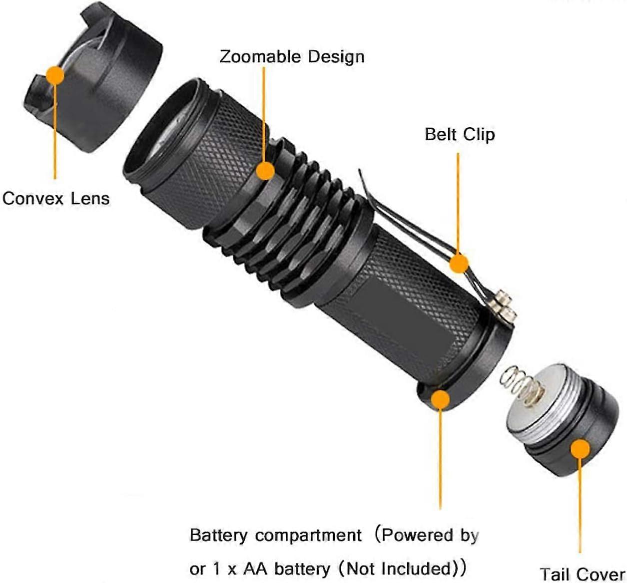 Red LED Flashlight Mini 3 Modes Zoomable Hunting Light Torch for ...