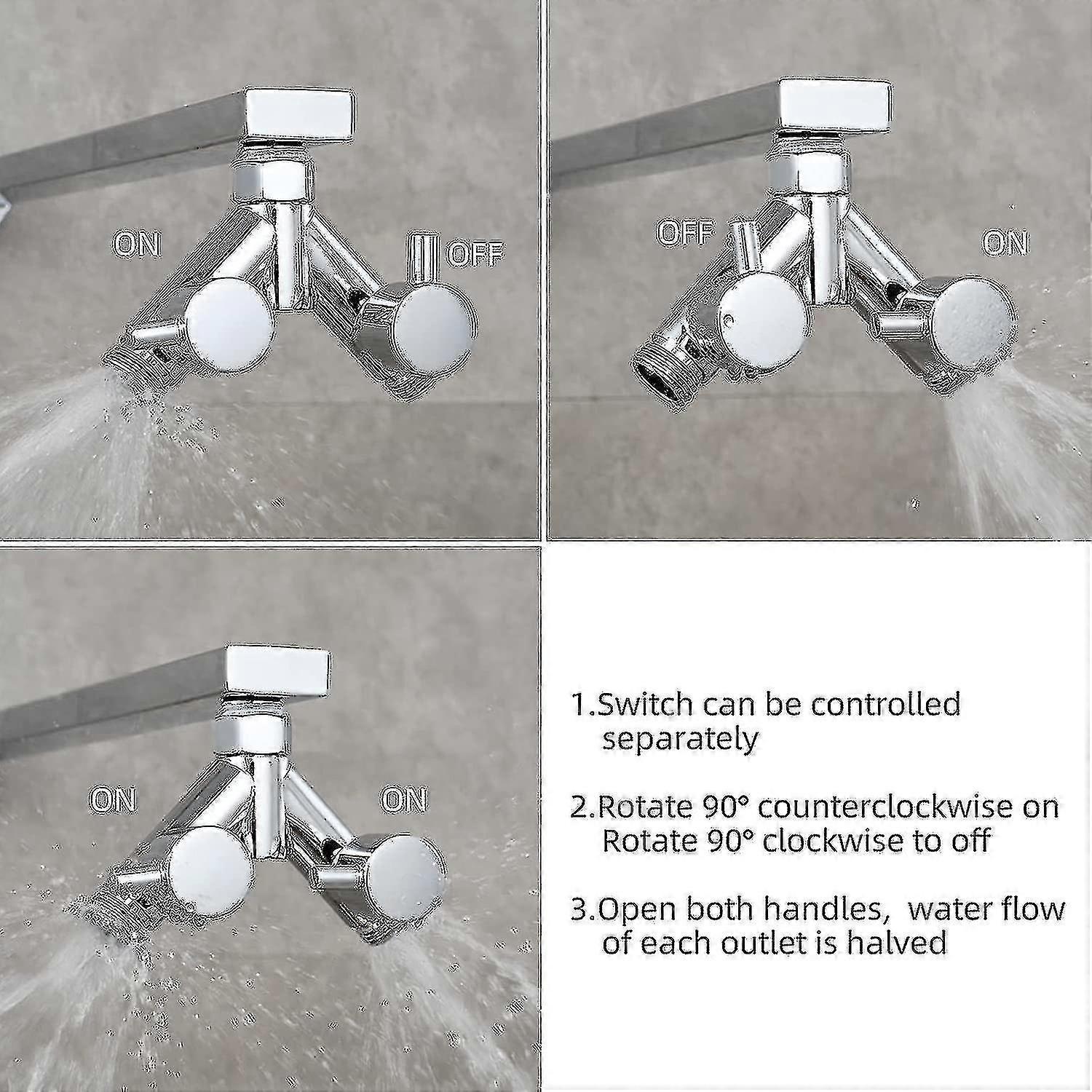 Brass Diverter Valve Shower Shut-off Valve 2-way Y Splitter 1/2 Inch ...