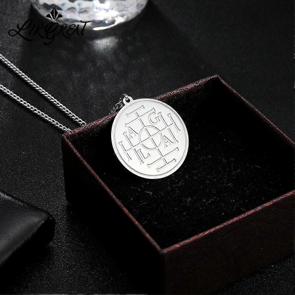 Stainless Steel Men Necklace Wheel of Fortune Protection Seal AGLA ...