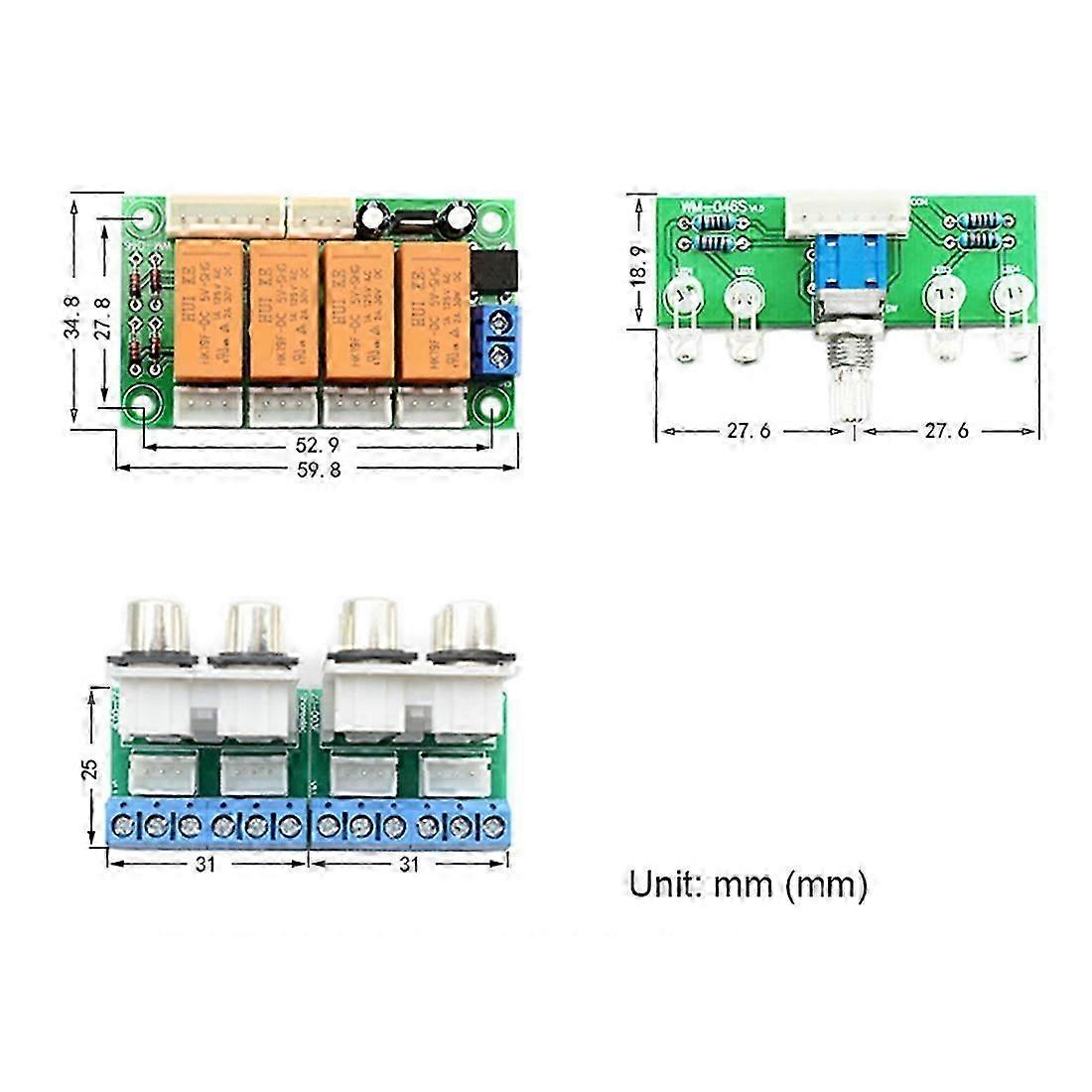 Relay 4-way Audio Input Signal Selector Switching RCA Audio Input Selection Board of Rotary ...
