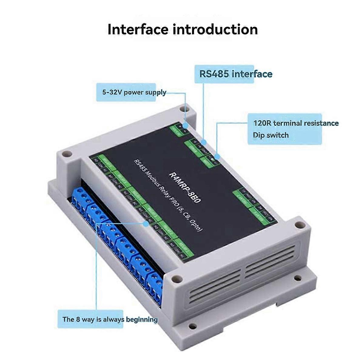 Industrial Grade 8CH Relay Module RS485 Interface Relay Modbus RTU ...