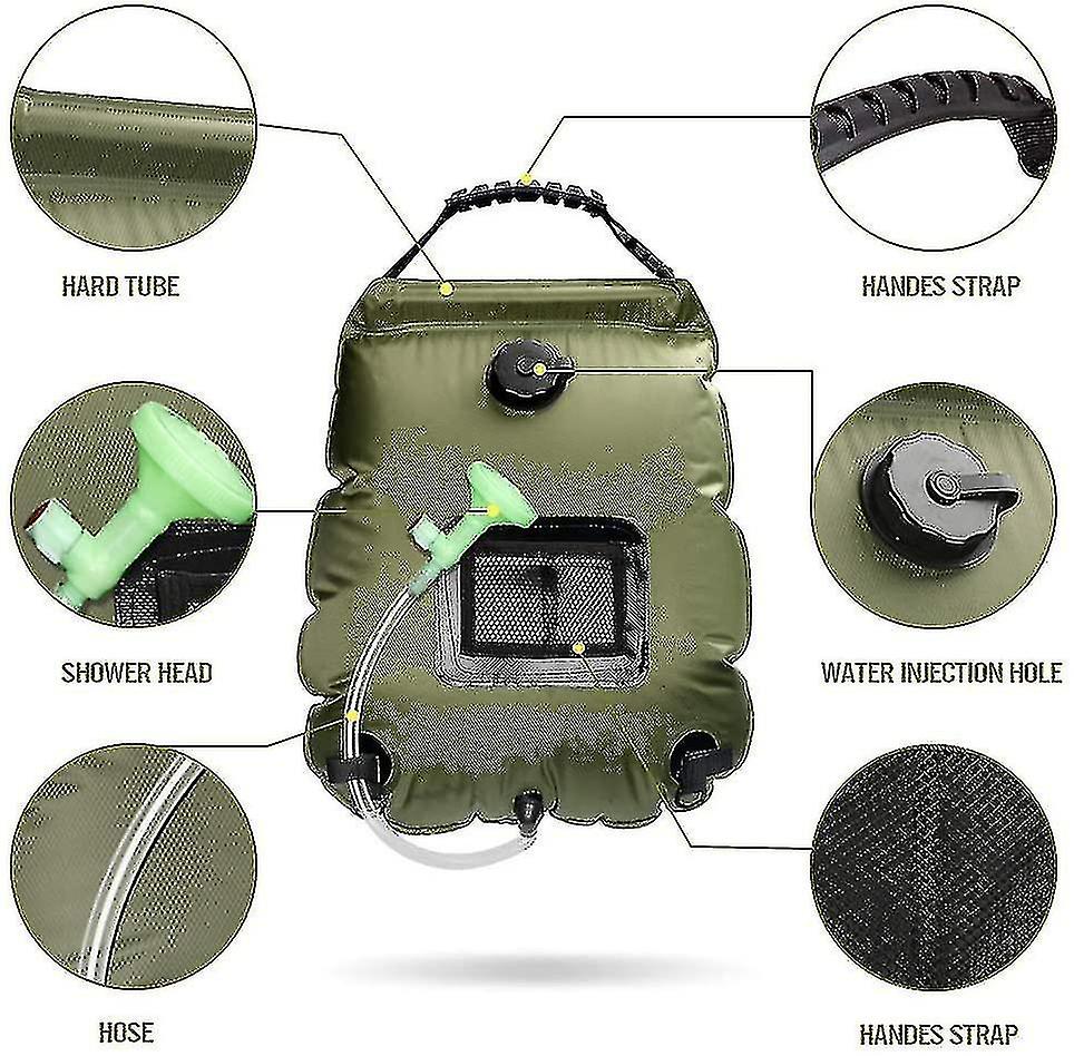 Solar Shower Bag, 20l Solar Camping Shower Bag Solar Heating Portable Water Bag Camping Shower ...
