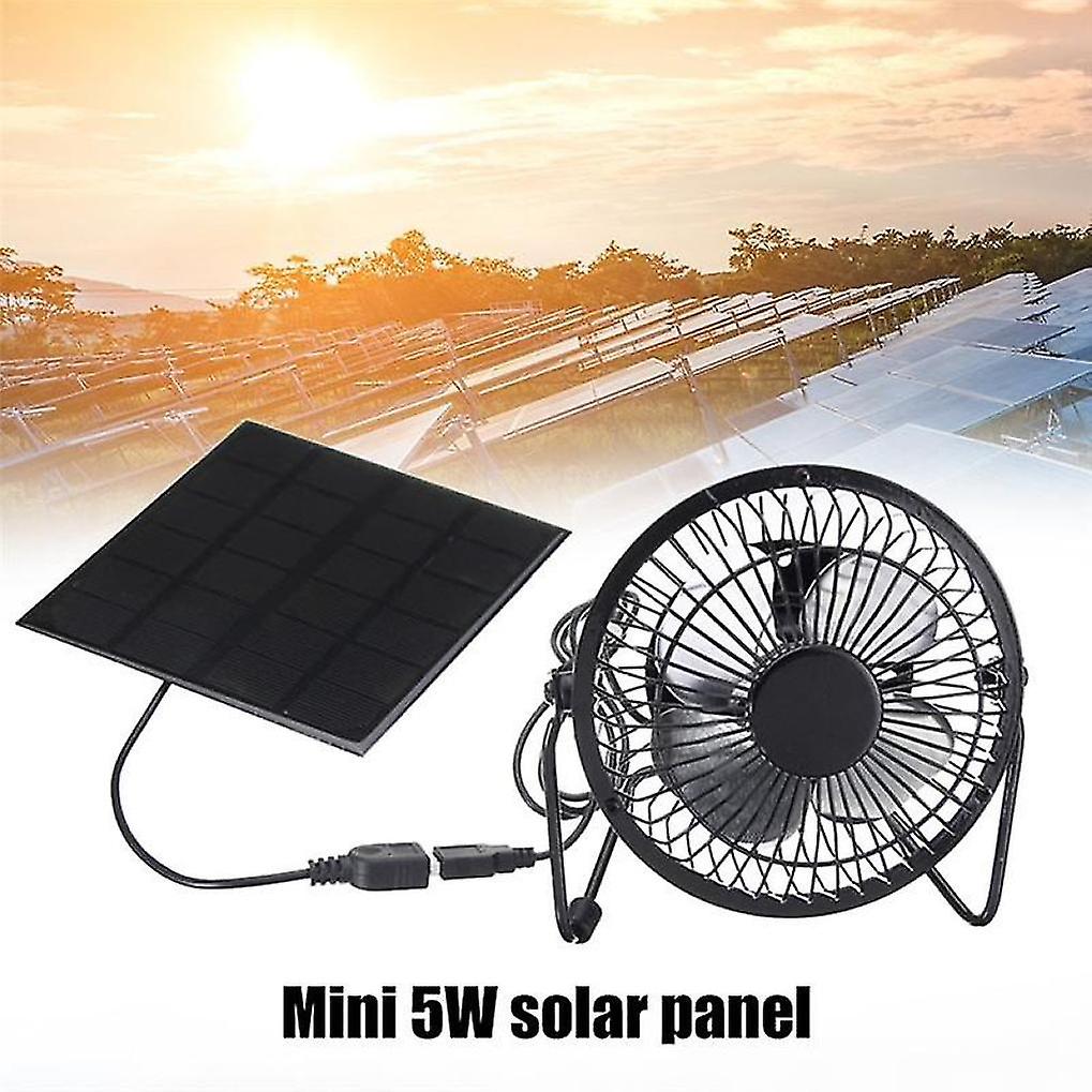 Mini Solar Panel Powered Ventilator Fan Portable 5w 4 Inch Greenhouse ...