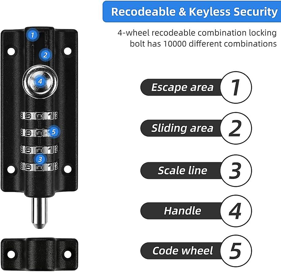 Coded Door Lock, 4 Wheels Recodable Door Lock Waterproof Keyless ...