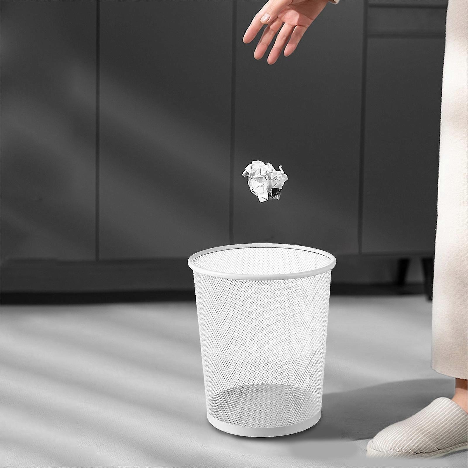 Metal Mesh Trash Can: Round wastebasket for small spaces. | Fruugo UK